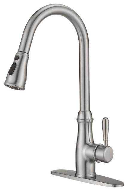 Single Handle Deck Mounted High Arc Kitchen Faucet with Pull Out ...