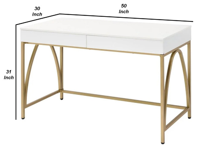 Benzara BM274609 50" Desk Console Table, 2 Drawers, Inverted U Frame ...