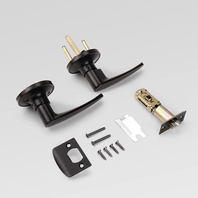 Non-Locking Lever Set Closet Door Handle in Matte Black Finish, Set of ...