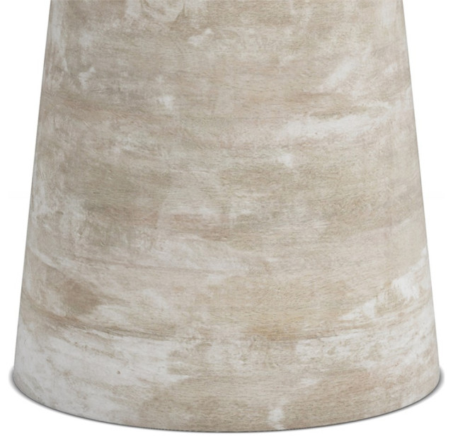 Simpli Home Robbie Solid Wood Round Accent Table in Distressed White ...