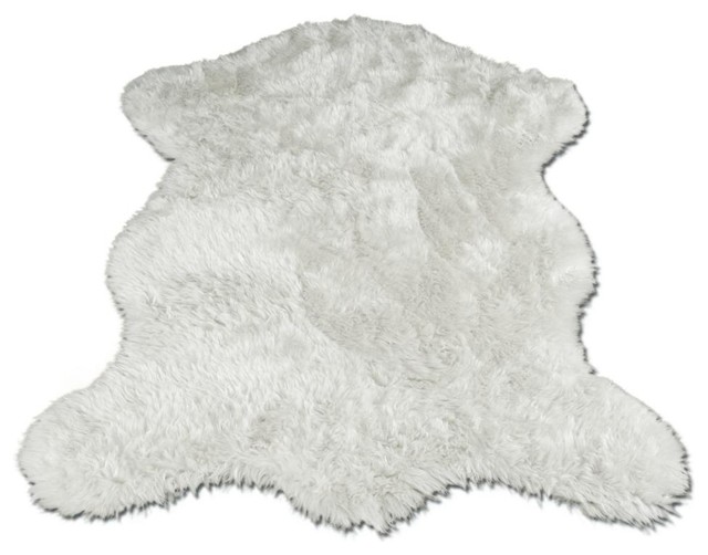 Snowy White Polar Bear Pelt, White Sheepskin Faux Fur Rug, 56"x79 ...