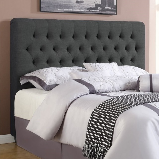 Coaster Chloe Fabric Upholstered Tufted Queen Headboard in Charcoal ...