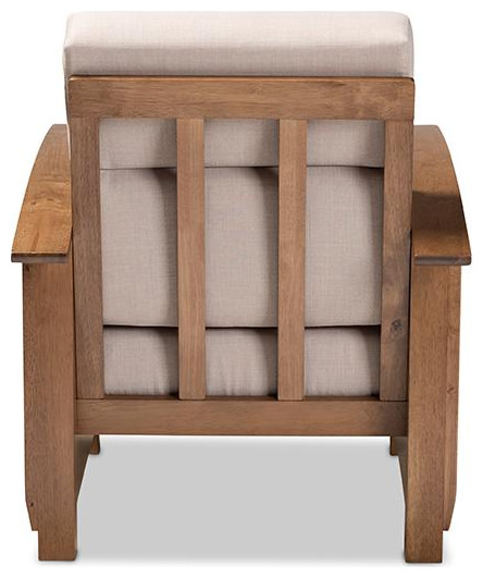 Charlotte Modern Classic Mission Style Taupe Fabric Upholstered Walnut ...
