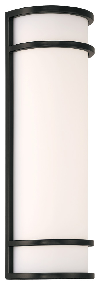 Cove Dual Voltage Outdoor LED Wall Mount, Black, Acrylic Lens, 18in ...