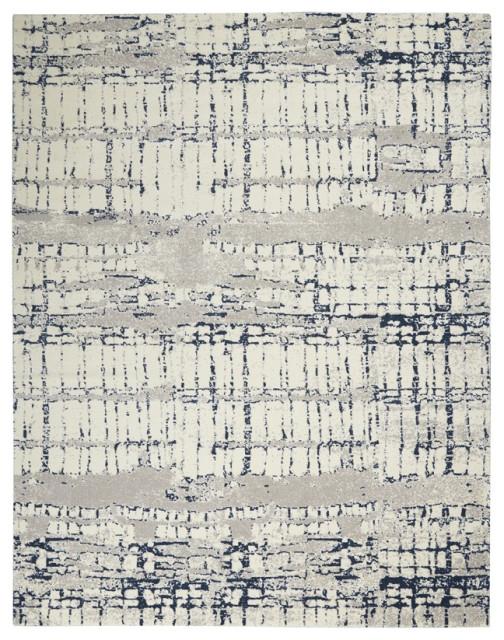 Nourison Twilight TWI10 Ivory/Navy Contemporary Area Rug, 8'6"x11'6 ...