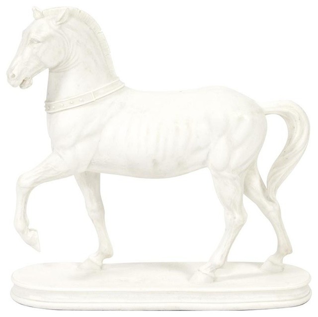 Old World White Trotting Horse Sculpture - Modern - Sculptures - by ...