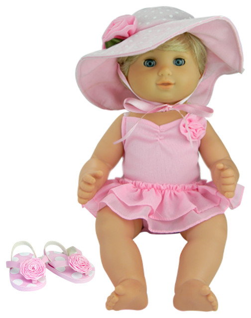 Bathing Suit, Hat & Flip Flops Set-15" Dolls - Baby And Toddler Toys ...