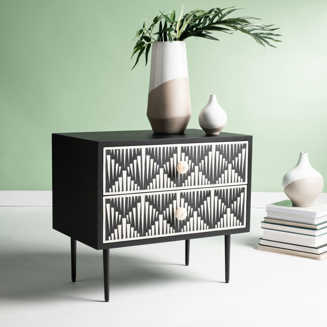 Safavieh Couture Tessie Bone Inlay Nightstand Black, #N/A ...