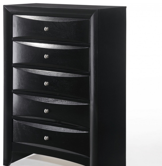 48" Black Wood Chest With Center Metal Glide - Transitional - Dressers ...