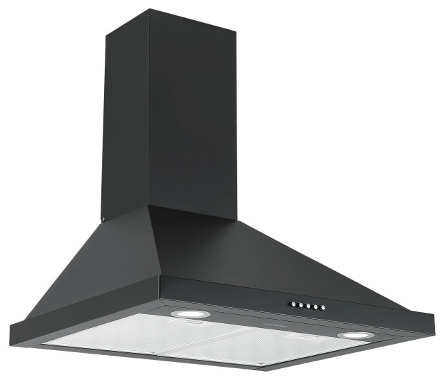 Ancona 24" 280 CFM Convertible Wall Pyramid Range Hood, Matte Black ...