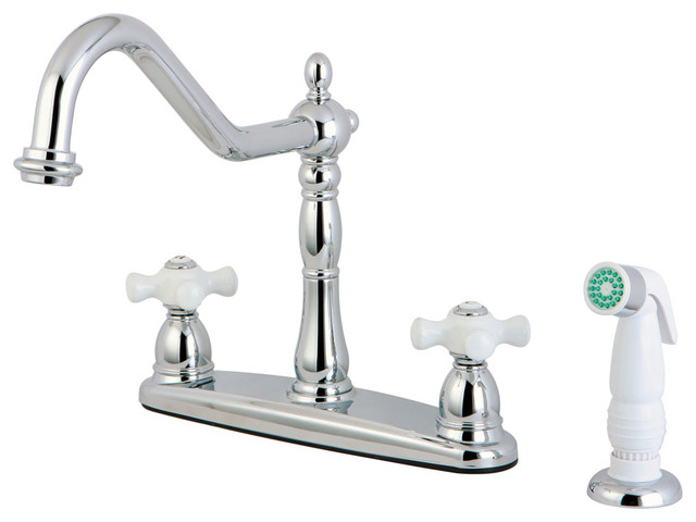 Heritage 8" Center Kitchen Faucet with Non-Metallic Sprayer ...