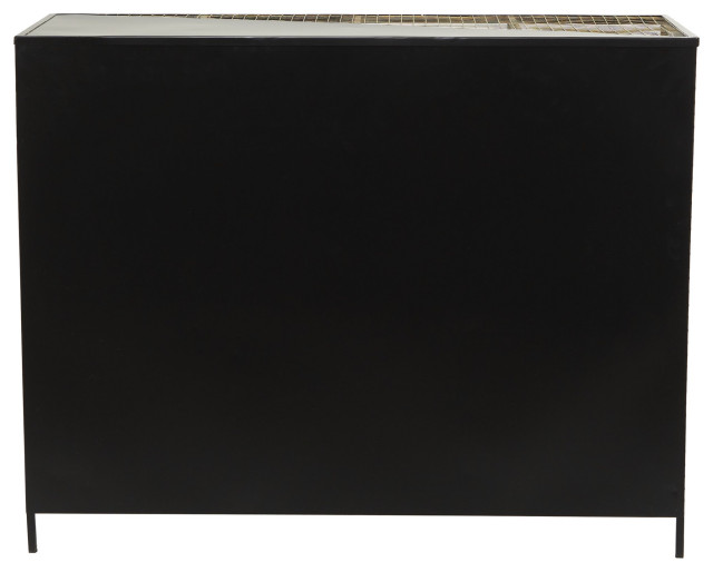 Industrial Console Table, Multiple Open Compartments With Metal Mesh ...