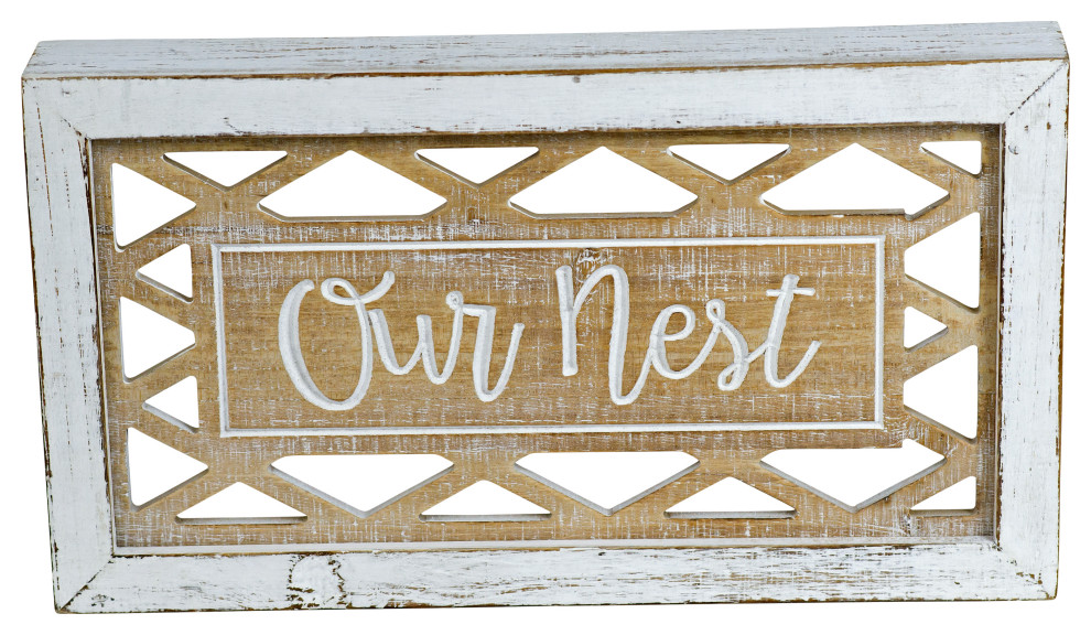 Wood Sign "Our Nest" - Farmhouse - Wall Accents - by VIP International ...