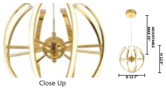 Gold Frame LED Orb Ceiling Fixture With Aluminum Frame & White Diffusers - Modern - Pendant ...