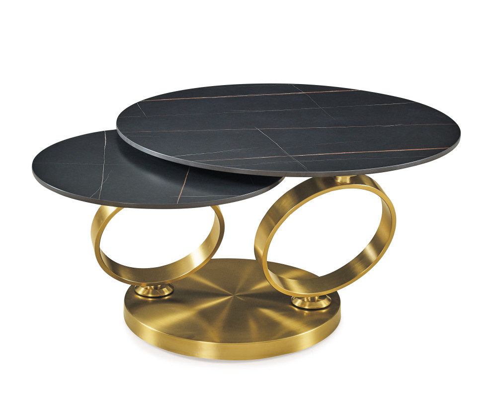 Motion Coffe Table With Ceramic Top and Gold Base - Contemporary ...