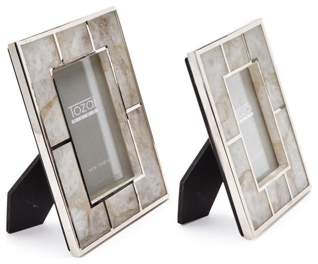 Tozai Genuine White Quartz Set of 2 Photo Frames - Transitional ...