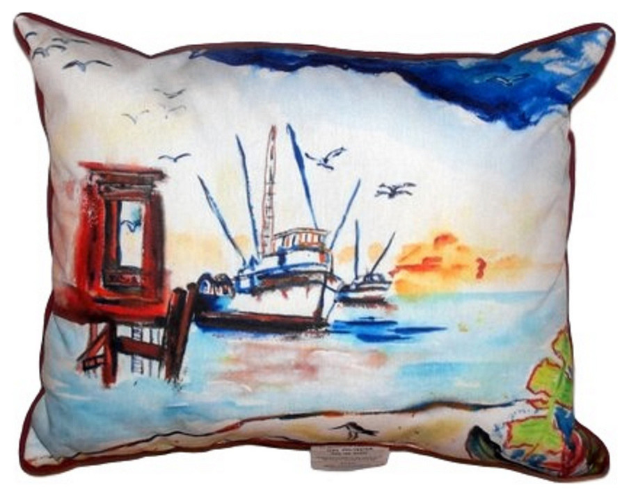 Dock & Shrimp Boat Large Indoor/Outdoor Pillow 16x20, 16 inches x 20 ...
