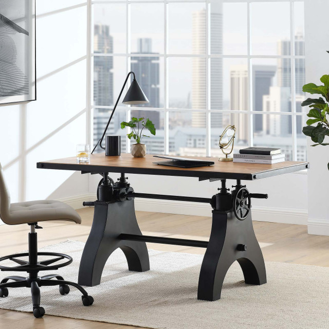 Genuine 60" Crank Adjustable Height Dining Table and Computer Desk ...
