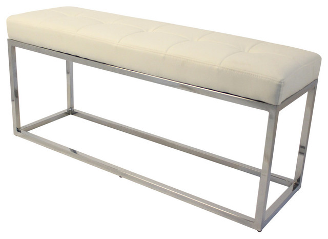 White Narrow Hallway Bench - Contemporary - Upholstered Benches - by ...