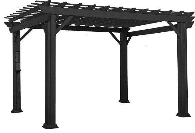 Outdoor Pergola, Galvanized Steel Frame With Trellis Top & Power ...