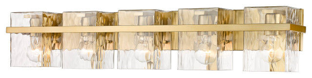Bennington 5-Light Bathroom Vanity Light In Modern Gold, 36.250 ...