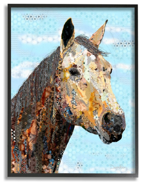 Colorful Abstract Horse Animal Blue Collage Design, 16"x20", 16x20 ...