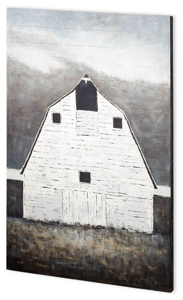 Sawmill Creek Farmhouse White Barn Original Hand Painted on Wood Oil ...