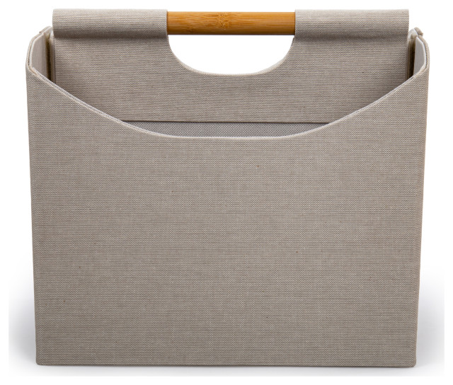 Modern and Sleek Two-Compartment Magazine Storage Bin with Bamboo ...