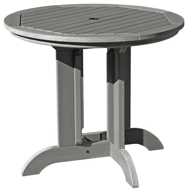 Patio Dining Table, Weatherproof Design With Slatted Round Top ...