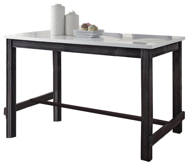Rectangular Counter Height Table, White/Weathered Espresso ...