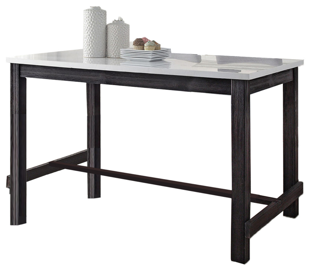 Rectangular Counter Height Table, White/Weathered Espresso ...