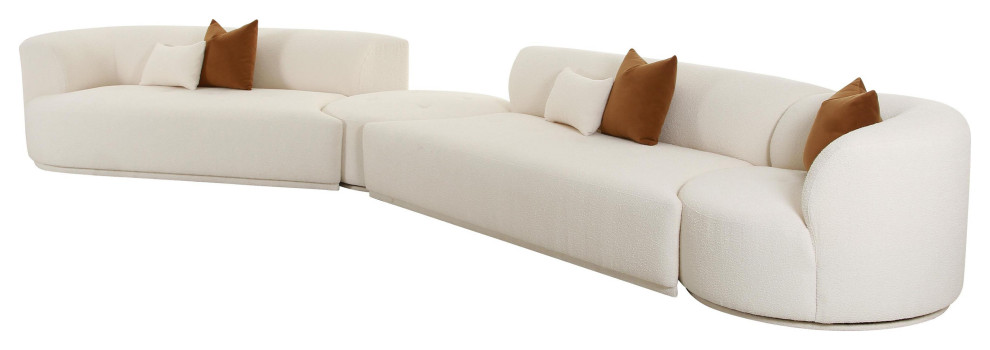 Fickle Cream Boucle 4-Piece Modular Left Arm Facing Sectional ...