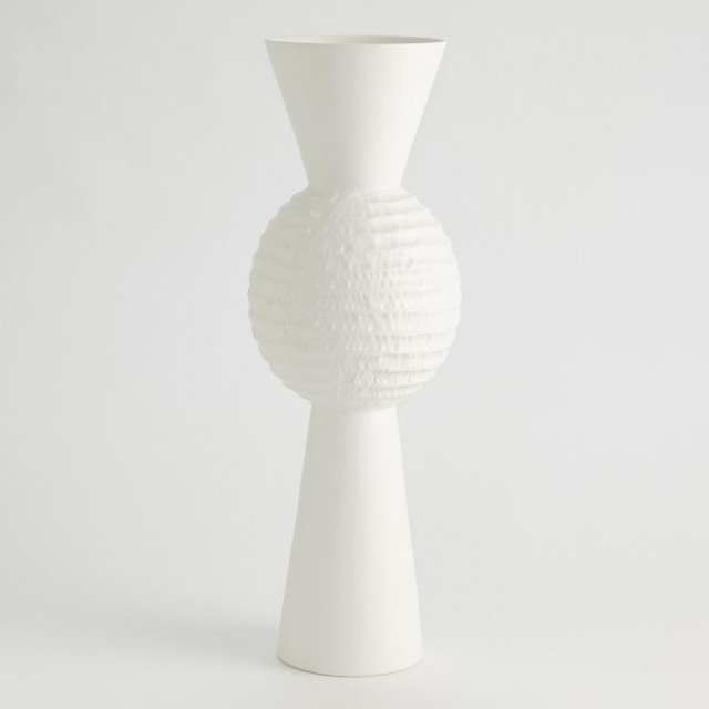 High Chiseled Orb Large Matte White Vase - Transitional - Vases - by Lighting Reimagined | Houzz