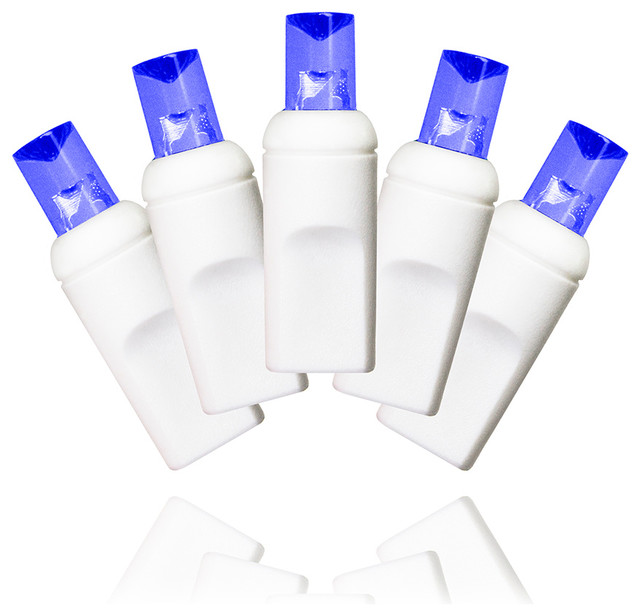 35 5Mm Blue LED Light String 4" Spacing On White Wire - Contemporary ...