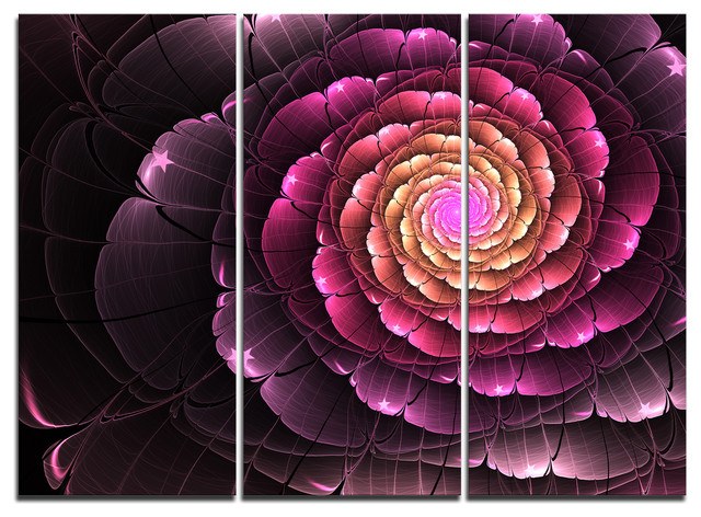 "Fractal Flower Light Purple Digital Art" Wall Art, 3 Panels, 36"x28 ...