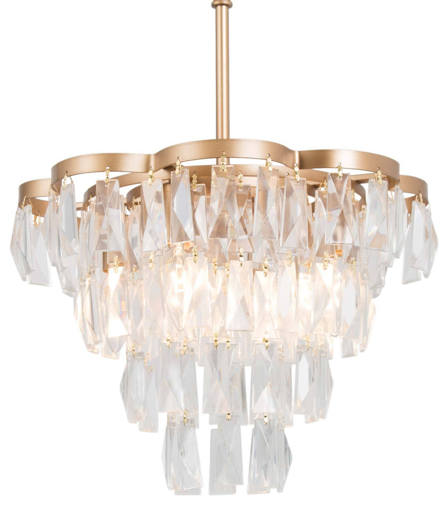 4-Light Matte Gold with Crystal Prisms Modern/Contemporary Crystal ...