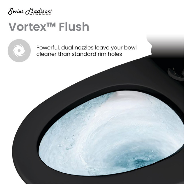 St. Tropez One Piece Toilet Vortex Flush, Black, Black Hardware 1.1/1.6 ...