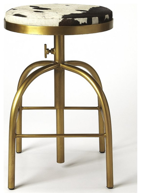 Butler Specialty Metal Bar Stool Chair in Gold - Rotating Round Seat ...