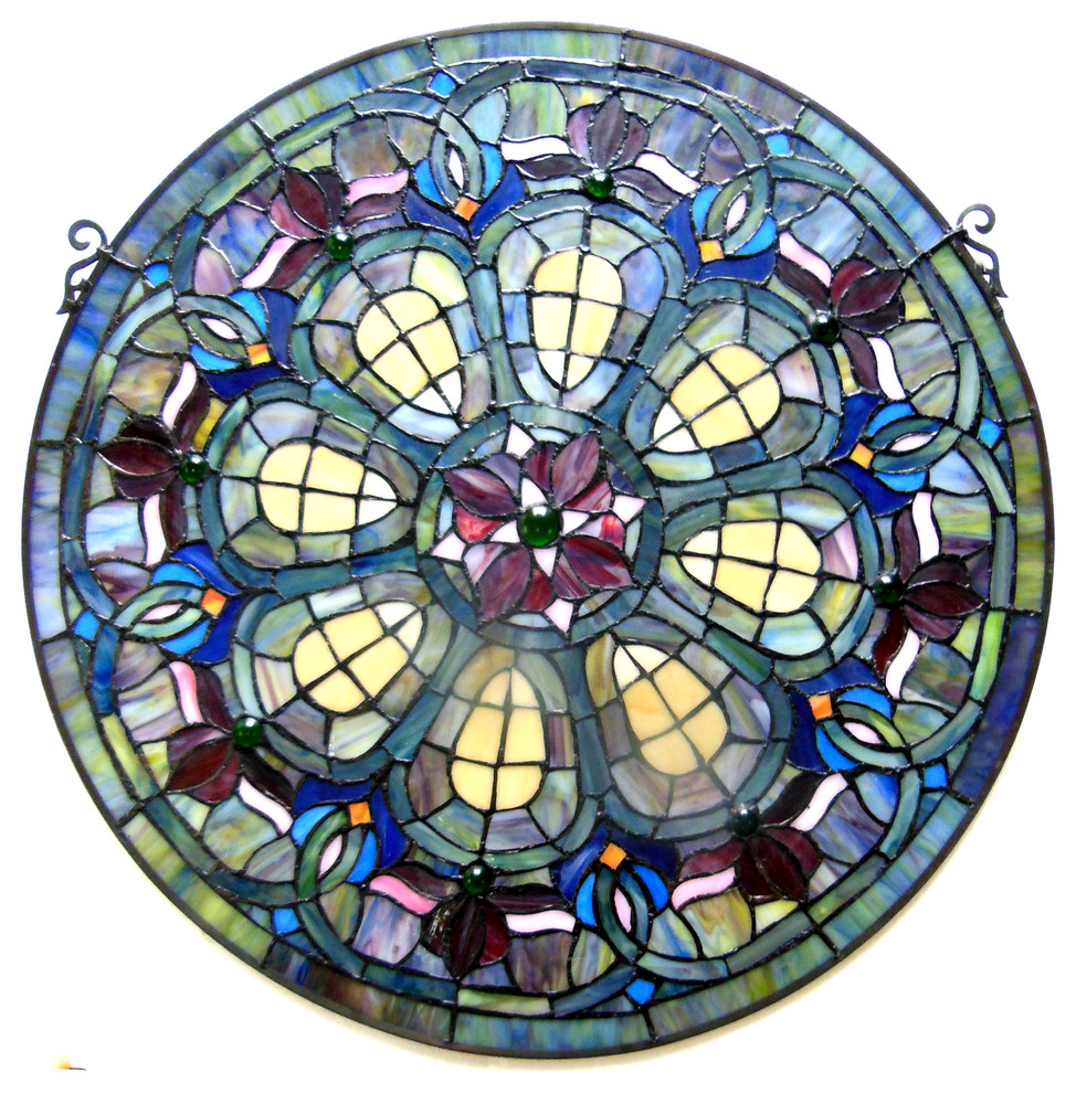 Chloe-Lighting Tiffany-Glass Baroque Window Panel - Stained Glass ...