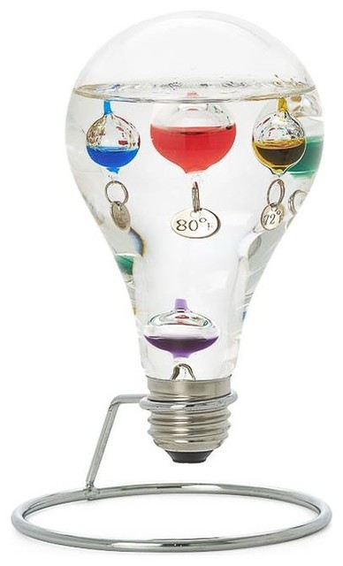 Galileo Glass Lightbulb on Stand Thermometer, 6.5" - Contemporary ...