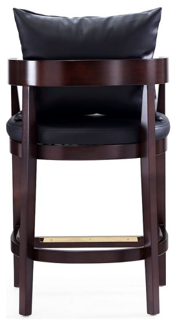 Manhattan Comfort Ritz 26.5" Faux Leather Counter Stool in Ivory/Walnut - Transitional - Bar ...