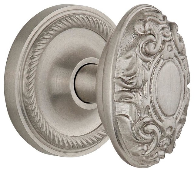Nostalgic Double Dummy-Rope Rose-Victorian Knob-Satin Nickel, NW-702544 - Traditional ...