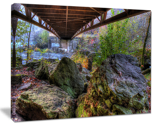 "Large Rocks Under Bridge in Creek" Landscape Photo Wall Art, 20"x12 ...