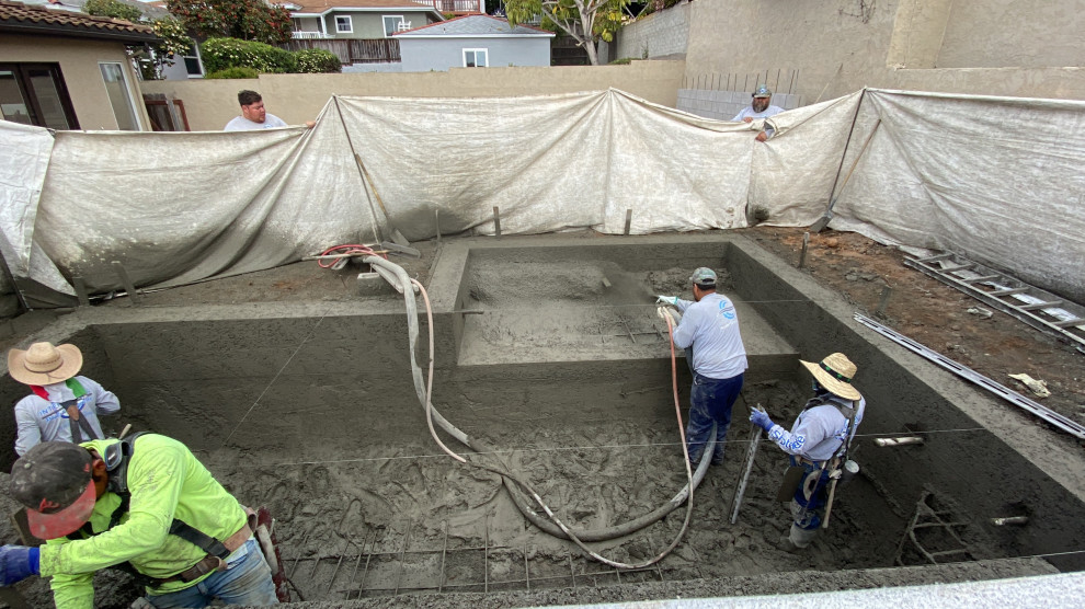 Building a New Pool (Shotcrete) in Point Loma - Beach Style - Landscape ...