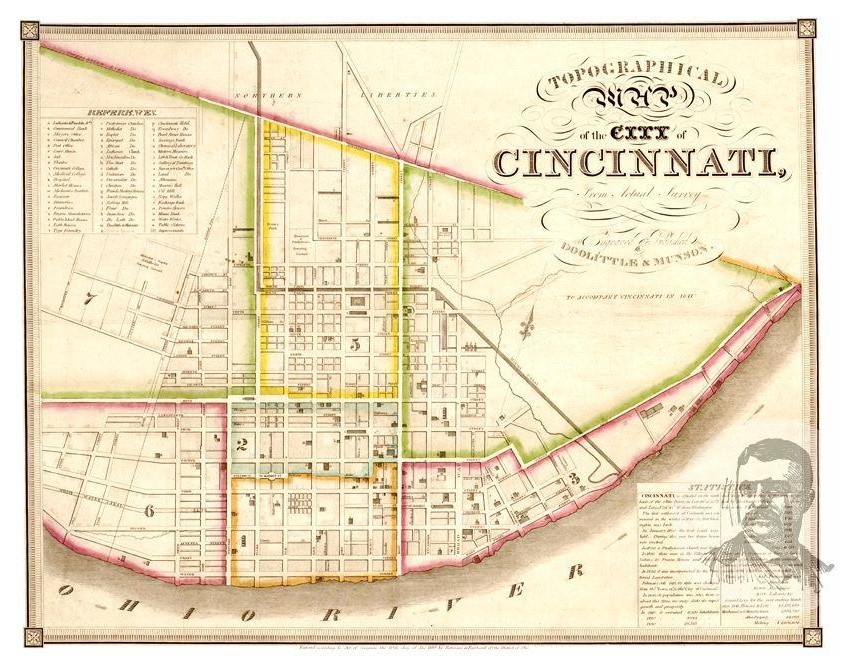 Historic Cincinnati, OH Map 1841, Vintage Ohio Art Print Decor, 12"x18" - Traditional - Prints ...