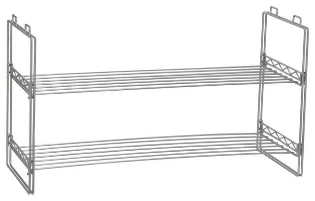 Stackable Two-Tier Metal Shoe Rack for Closet Storage, Silver ...