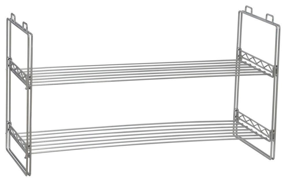 Stackable Two-Tier Metal Shoe Rack for Closet Storage, Silver ...