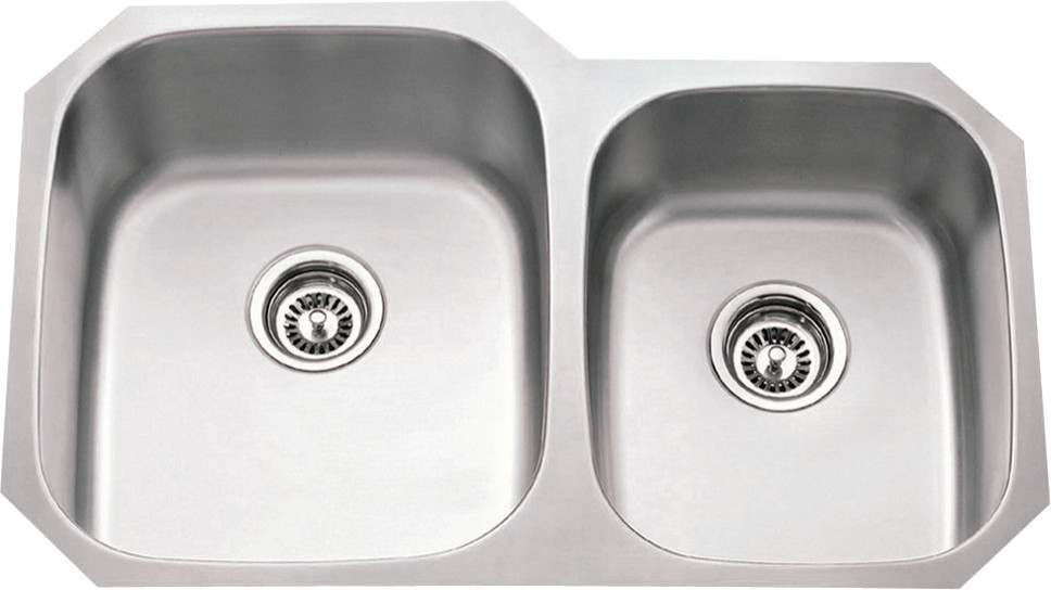 16 Gauge 60/40 Stainless Steel Undermount Sink, Larger Left Bowl ...
