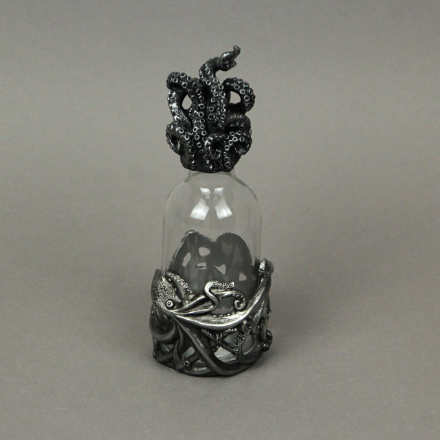 Silver Resin And Glass Octopus Perfume Bottle With Tentacle Cap ...