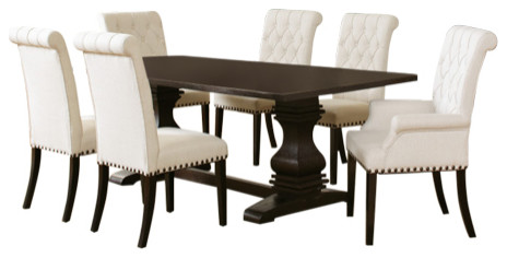 Parkins Dining Room Set Rustic Espresso and Beige Dining Table Brown ...